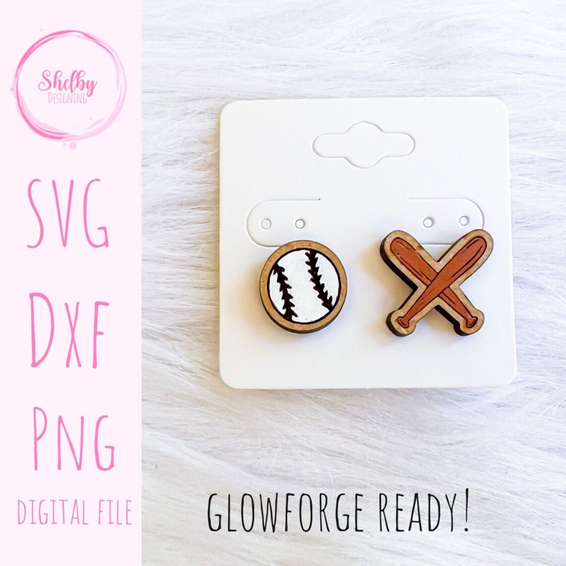 Baseball & Bat Stud Earrings Glowforge Svg File Baseball Stud - Etsy