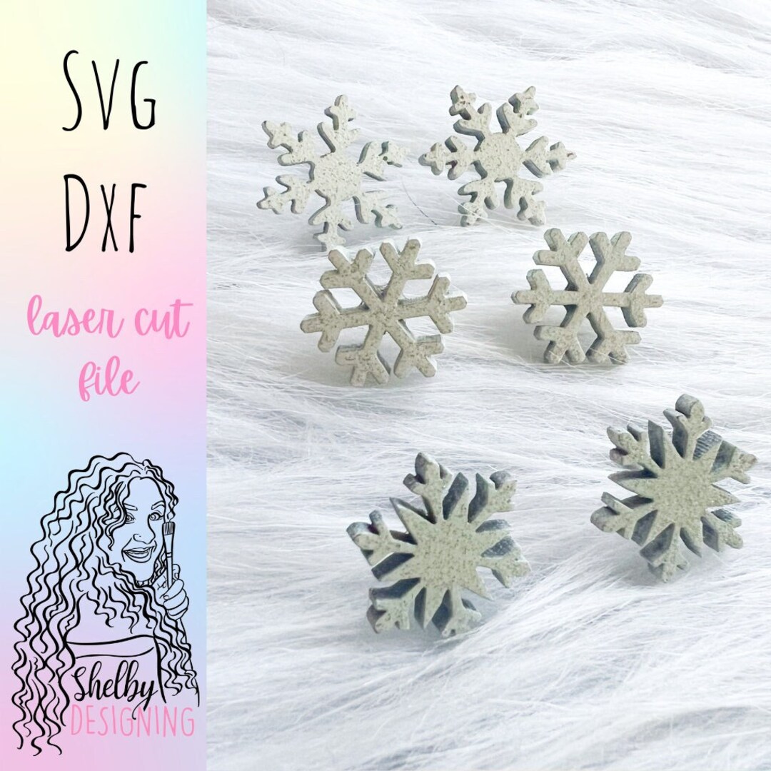 Svg Snowflake Stud Earring Bundle Svg File, Glowforge SVG Christmas ...
