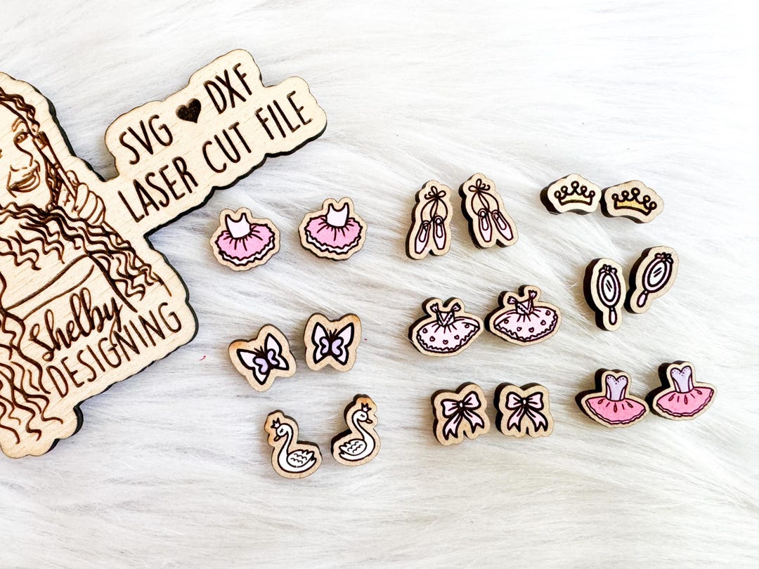 Ballerina Ballet Stud Earring Bundle SVG DXF Laser Cut File for Lasers ...