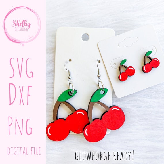 Cute Cherry Dangle/stud Earrings Glowforge Svg File Cherry - Etsy