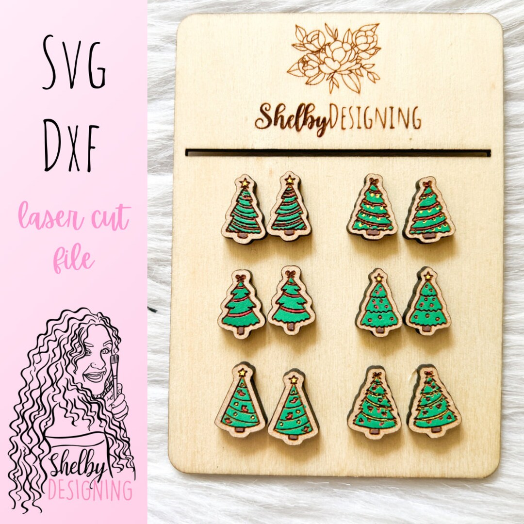 Christmas Tree Stud Earrings Bundle SVG DXF Laser Cut File | Glowforge ...