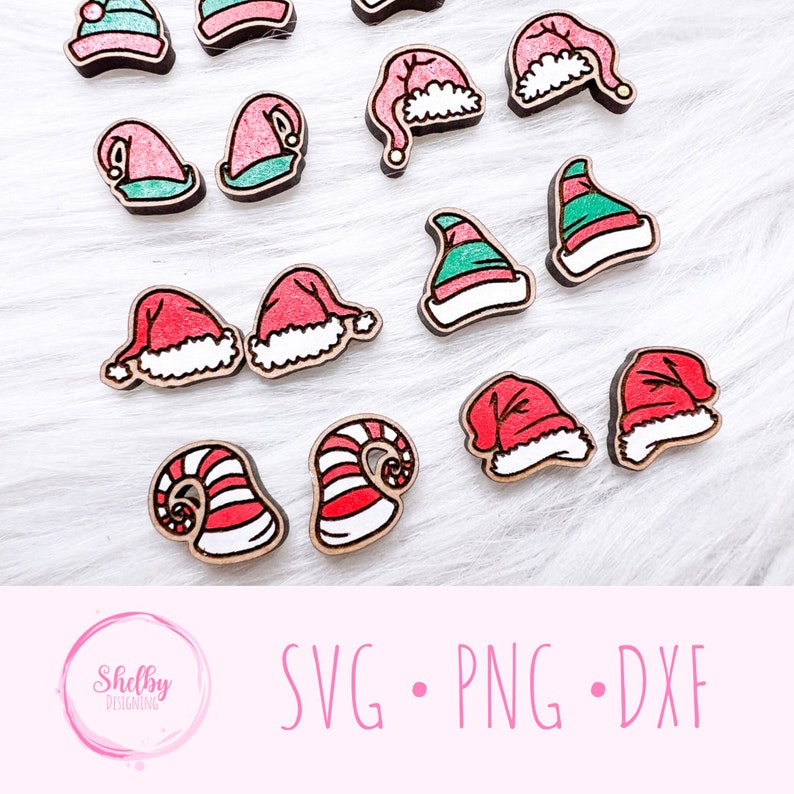 BIG Christmas Santa/elf Hat Stud Bundle Set SVG Earrings - Etsy