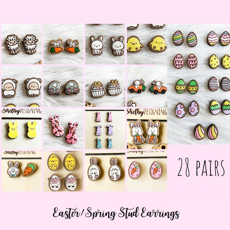 Easter/spring Stud Earrings SVG DXF Mega Bundle Glowforge - Etsy