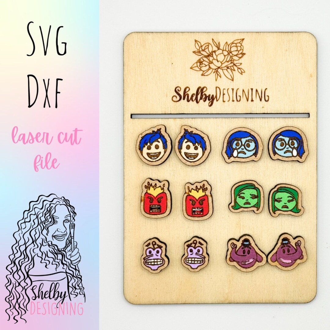 Emotions Cartoon Stud Earring Bundle SVG Dxf File, Glowforge Cartoon ...