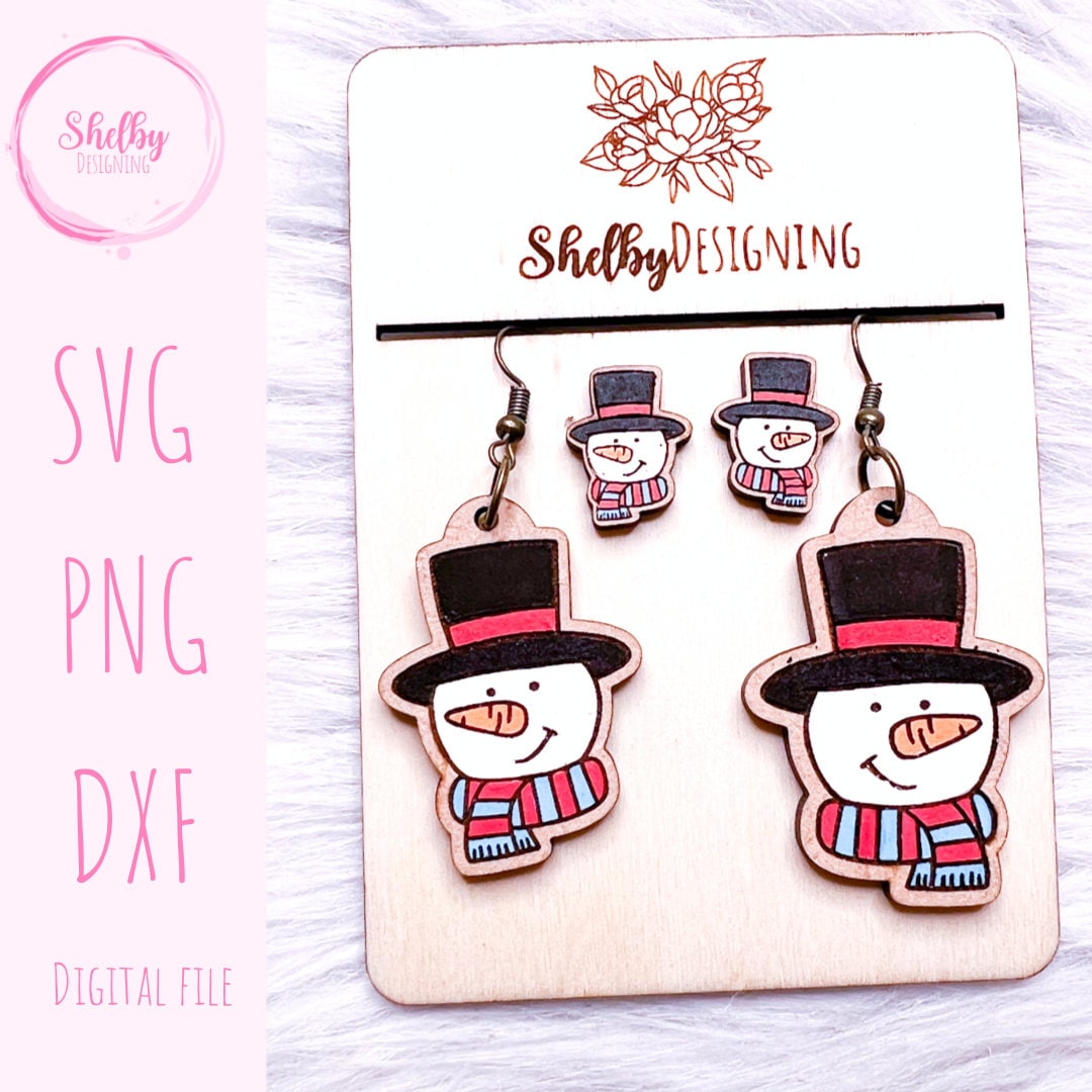 Cute Snowman Stud/dangle Earrings SVG File, Glowforge Winter Earring ...