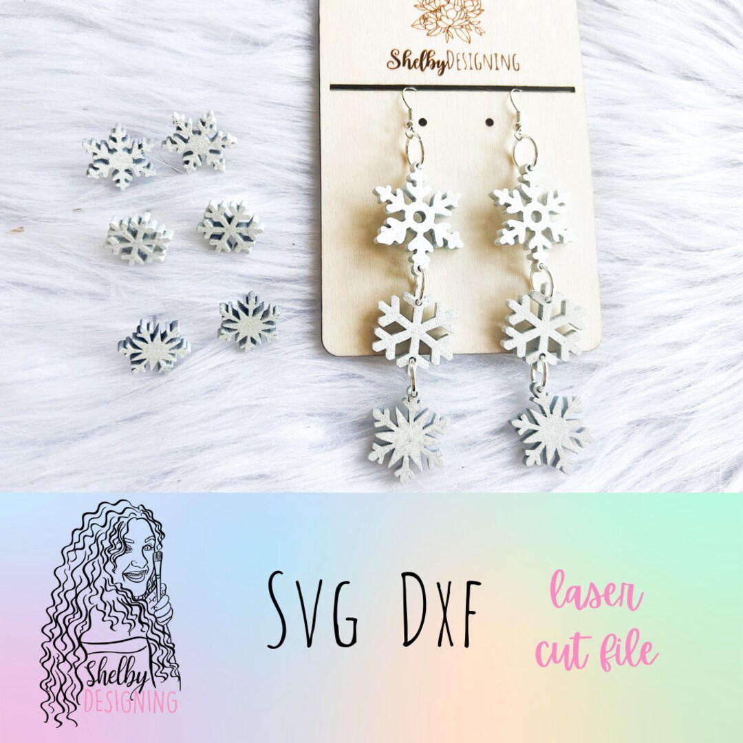 Svg Snowflake Dangle AND Stud Earrings COMBO Svg File, Glowforge SVG ...