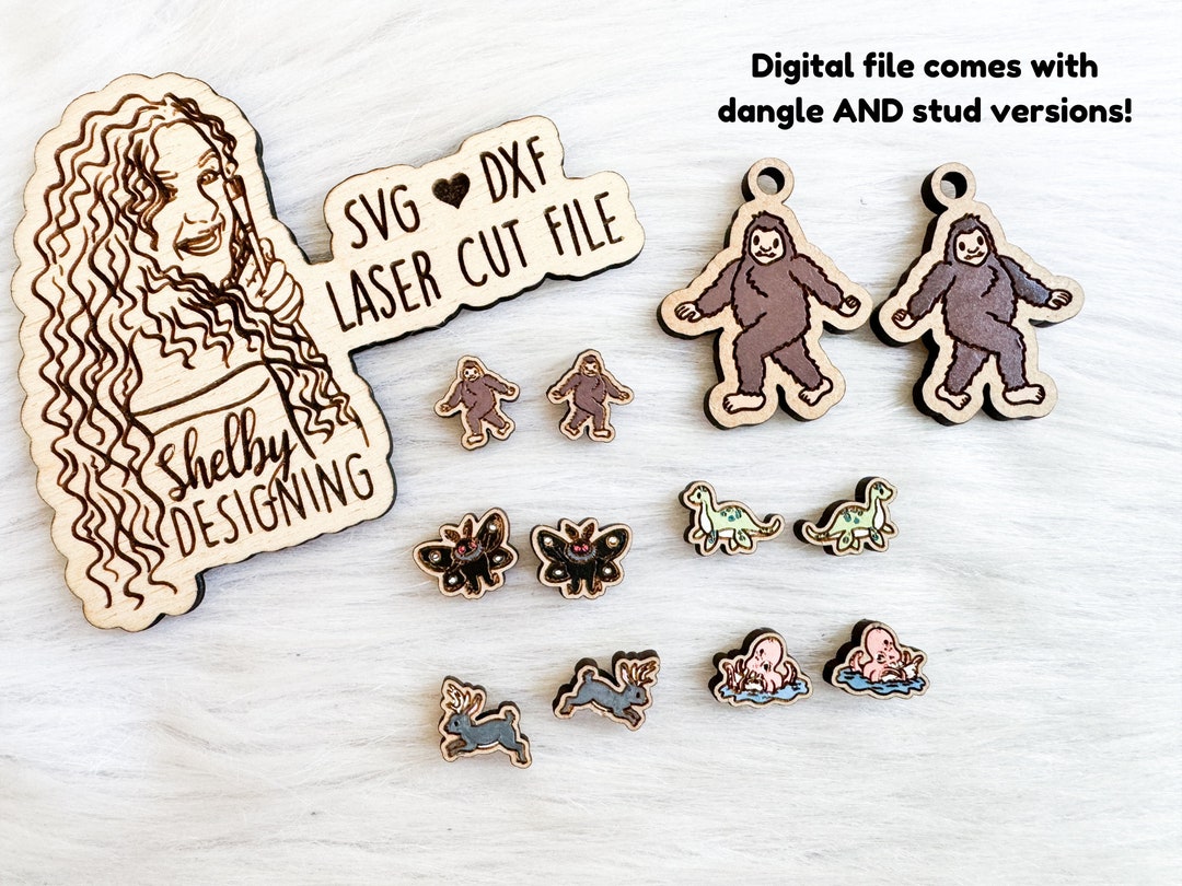 Cryptid Creatures Stud/dangle Earrings Glowforge Svg Bundle ...