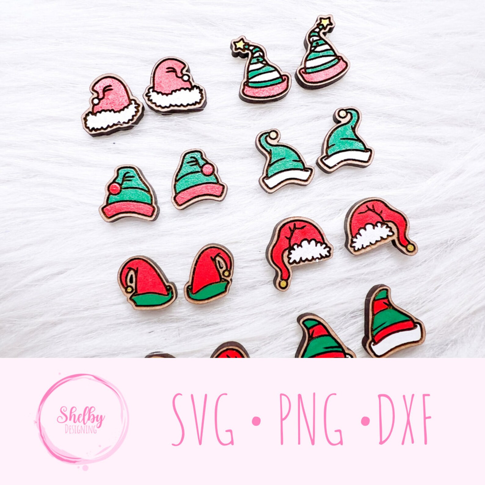 BIG Christmas Santa/elf Hat Stud Bundle Set SVG Earrings, Glowforge ...