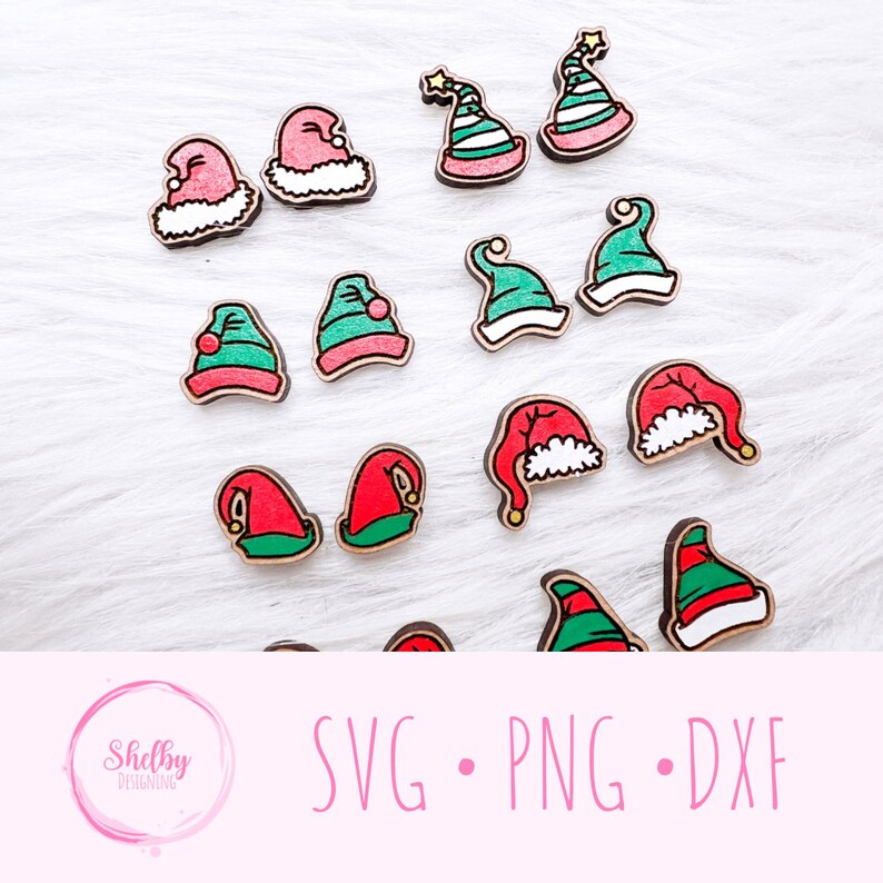 BIG Christmas Santa/elf Hat Stud Bundle Set SVG Earrings - Etsy