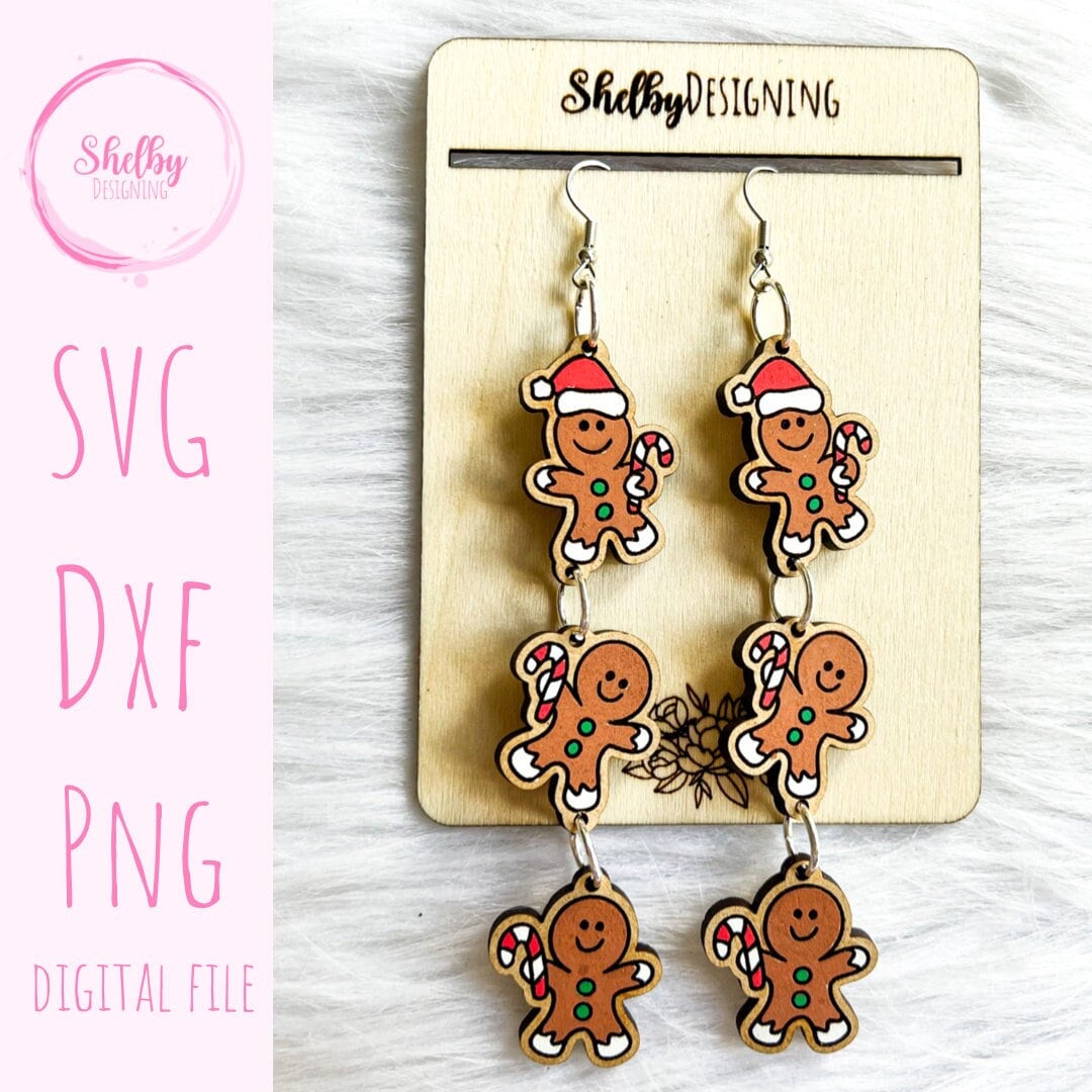 Gingerbread Man Dangle SVG Earrings, Glowforge SVG Christmas Earring ...