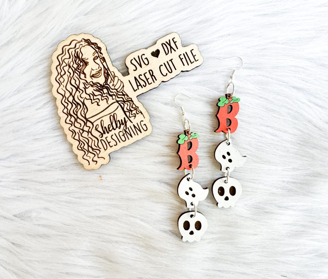 Cute Boo 3 Piece Earring Glowforge SVG File, Halloween Boo Pumpkin ...