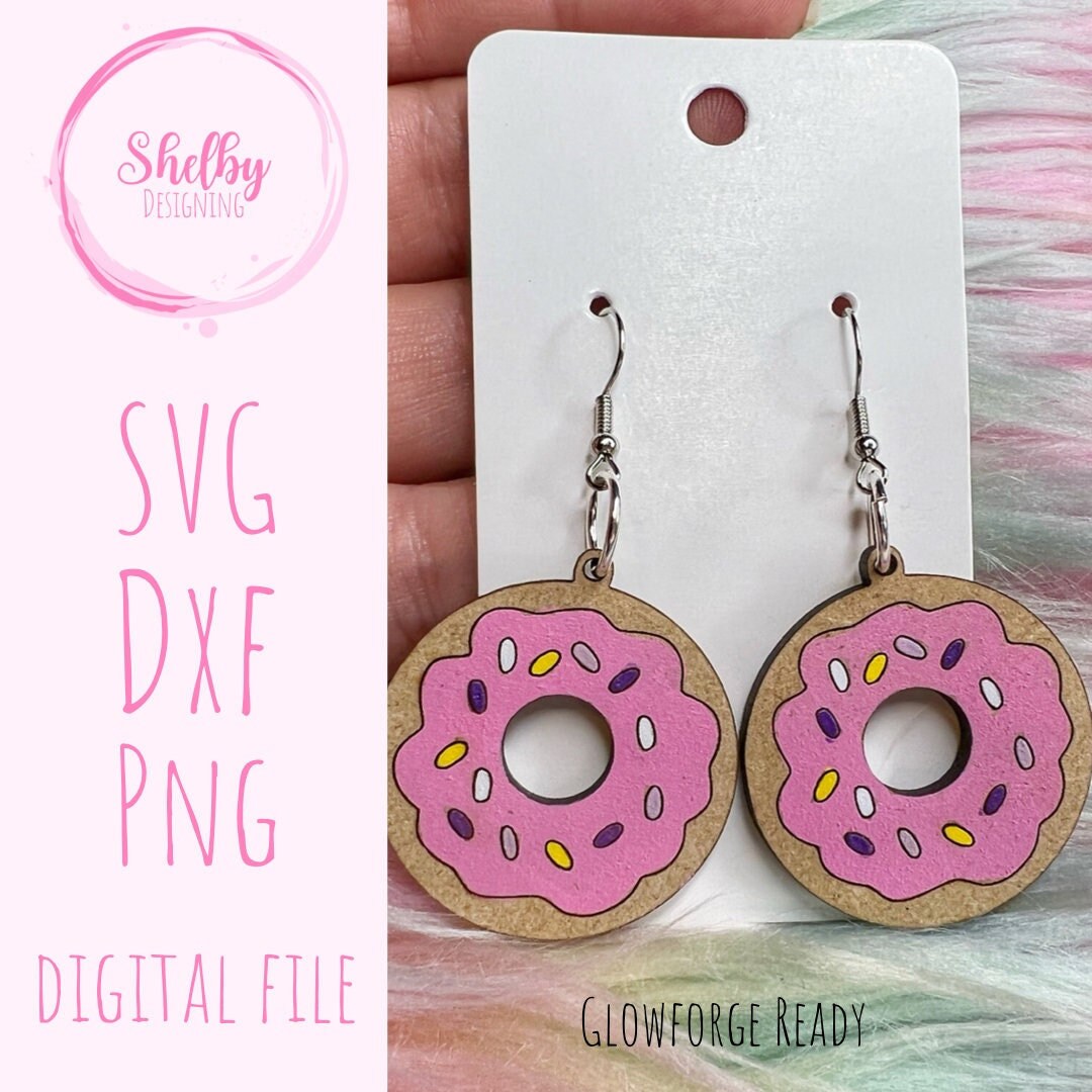 Cute Sprinkle Donut Svg Earrings Glowforge Svg Earring Files Donut