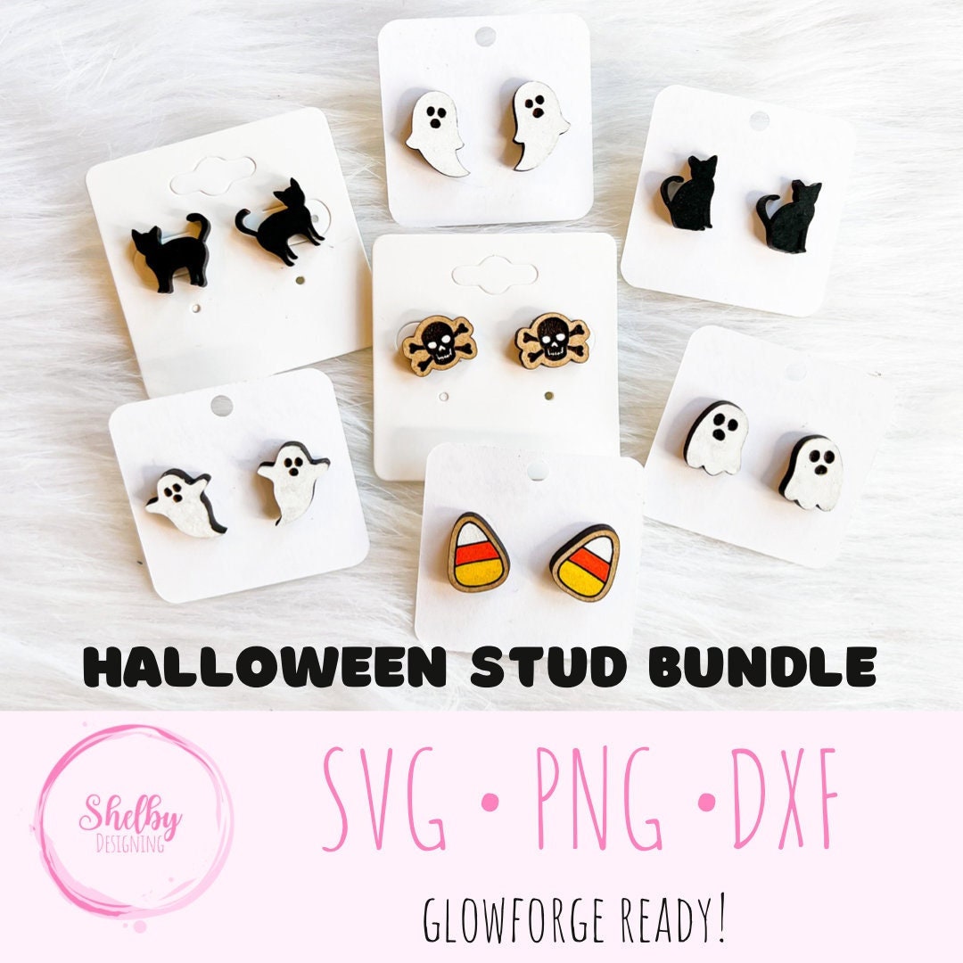 Halloween Cute Bundle Stud Earrings Glowforge SVG File - Etsy
