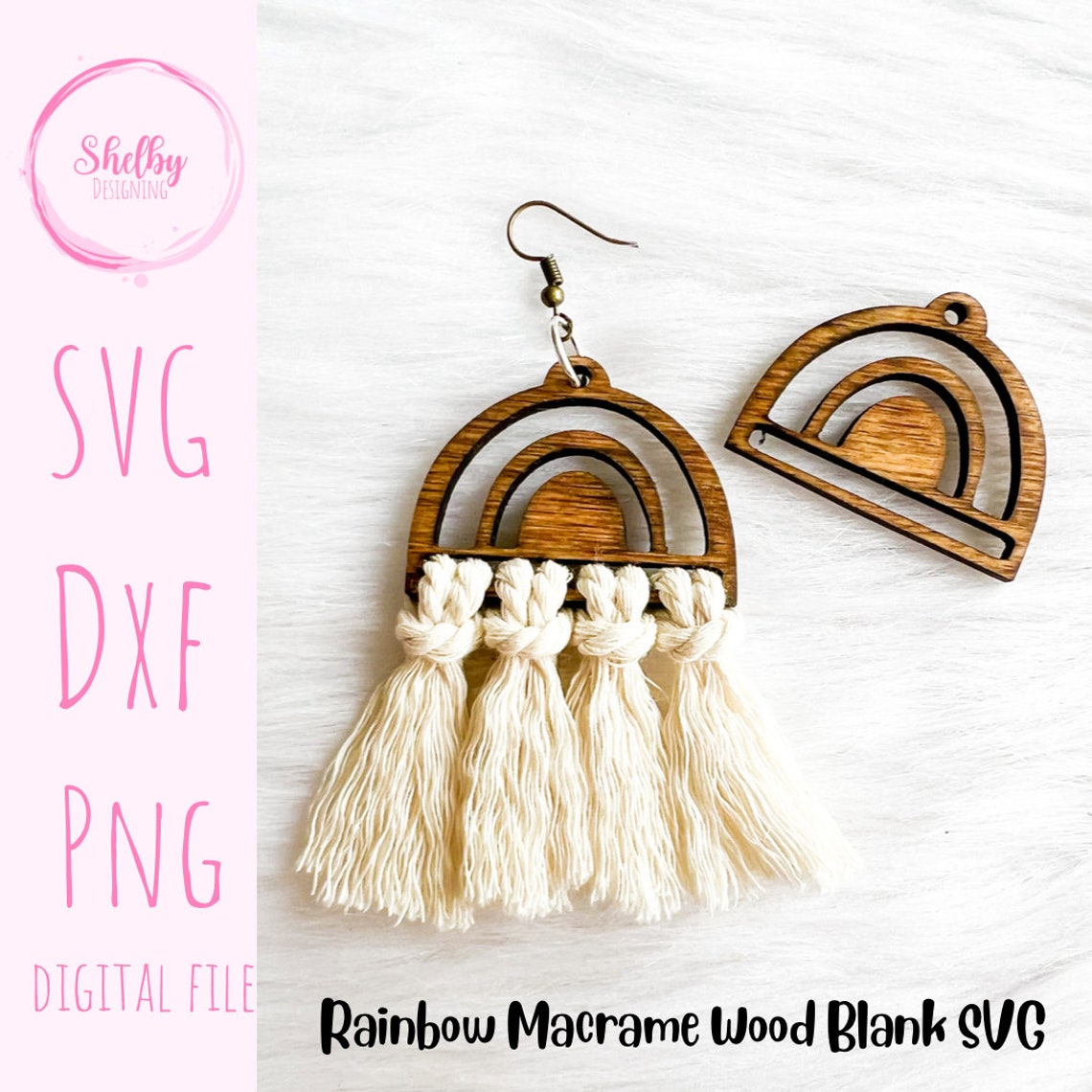 Macrame Wood Rainbow Earring Blank Svg File Glowforge Macrame - Etsy