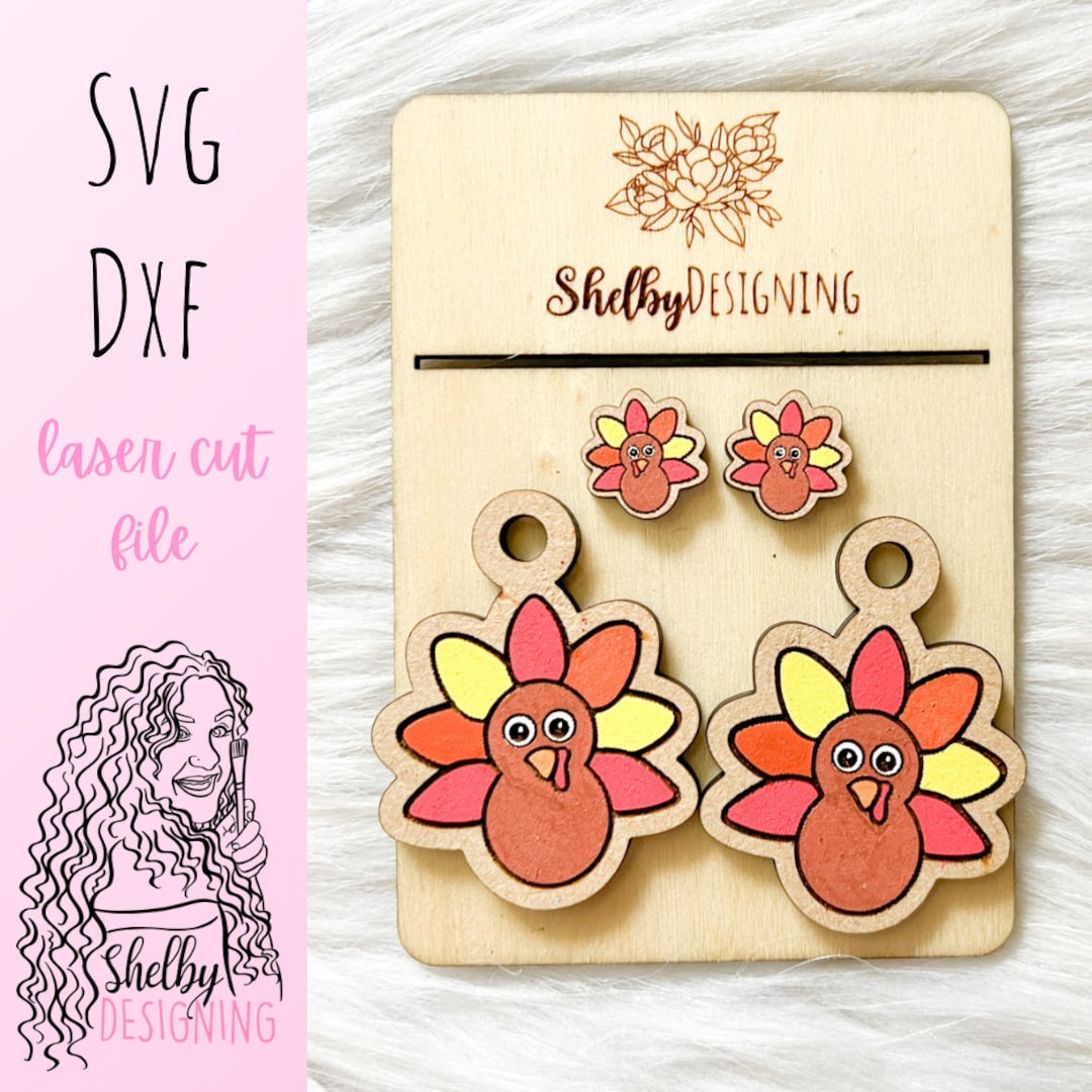 Thanksgiving Turkey Stud/dangle Earrings Combo SVG DXF Laser Cut File ...