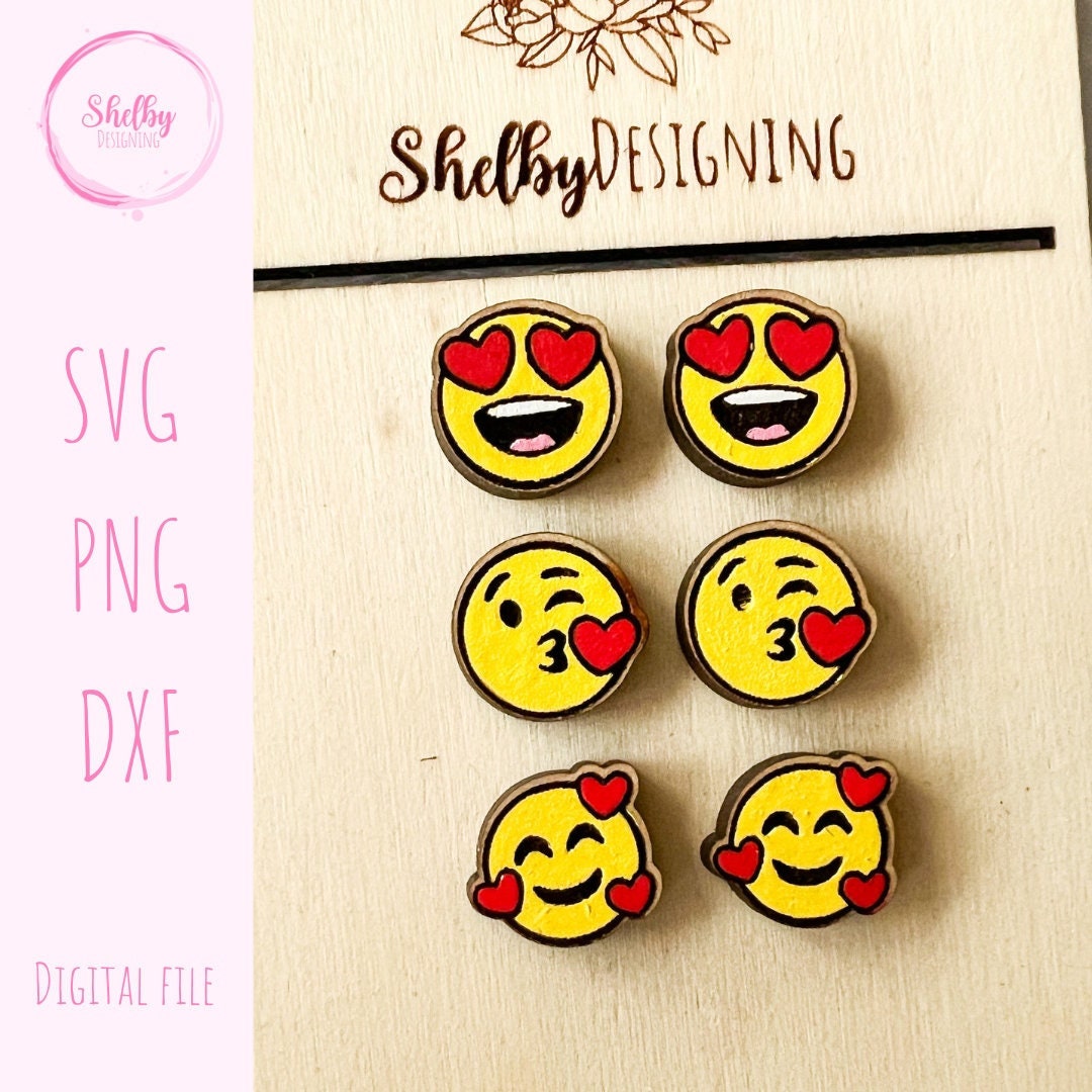 Heart Emoji Earring Stud SVG Set Emoji Heart Eyes SVG Earring - Etsy