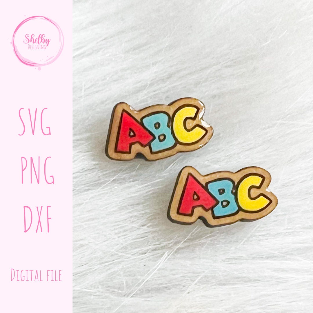 Cute ABC Alphabet Studs SVG Earring File for Glowforge, School Teacher Stud Earrings Svg, Laser ...