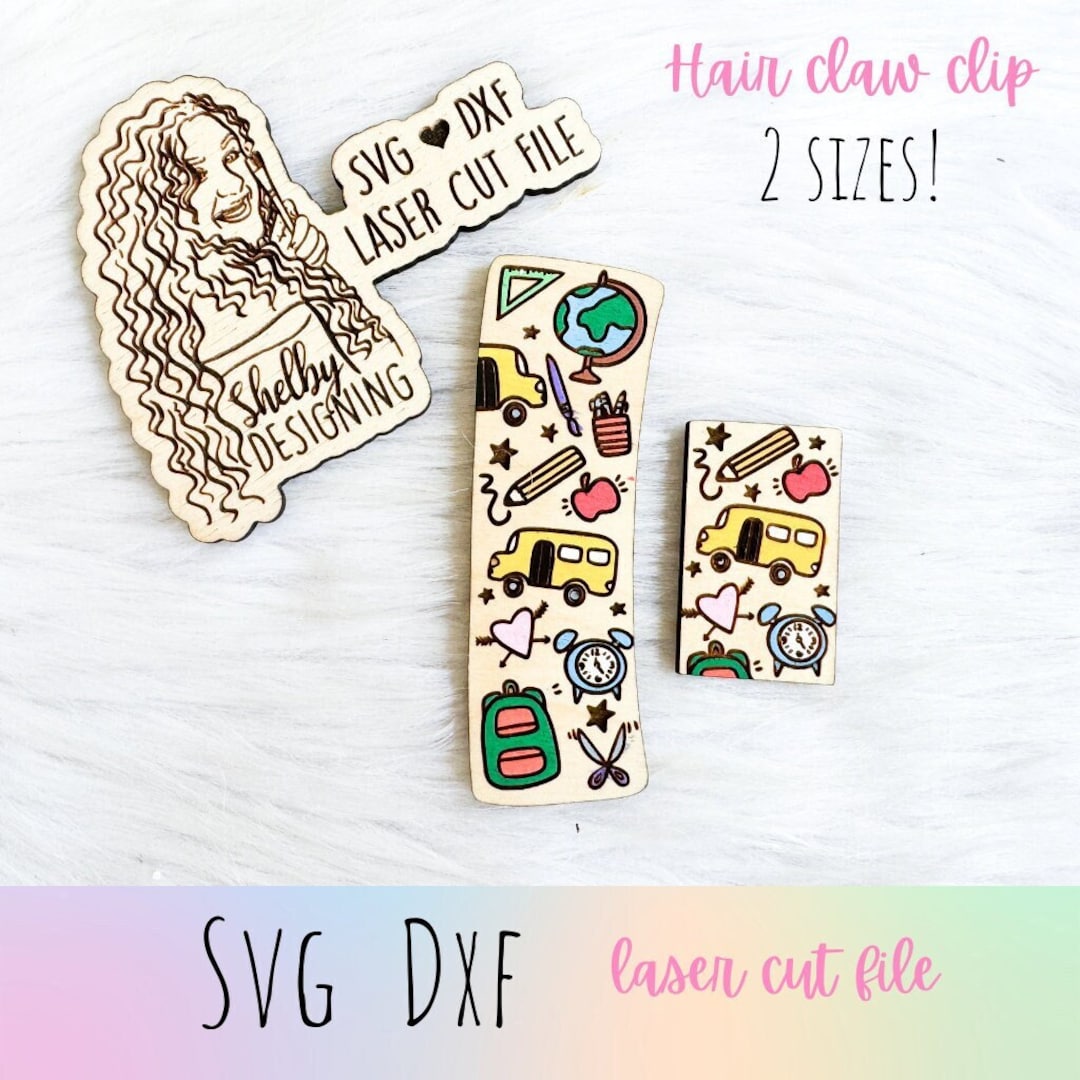 SVG File | School Teacher School Bus Hair Claw Clip SVG, Glowforge Claw ...