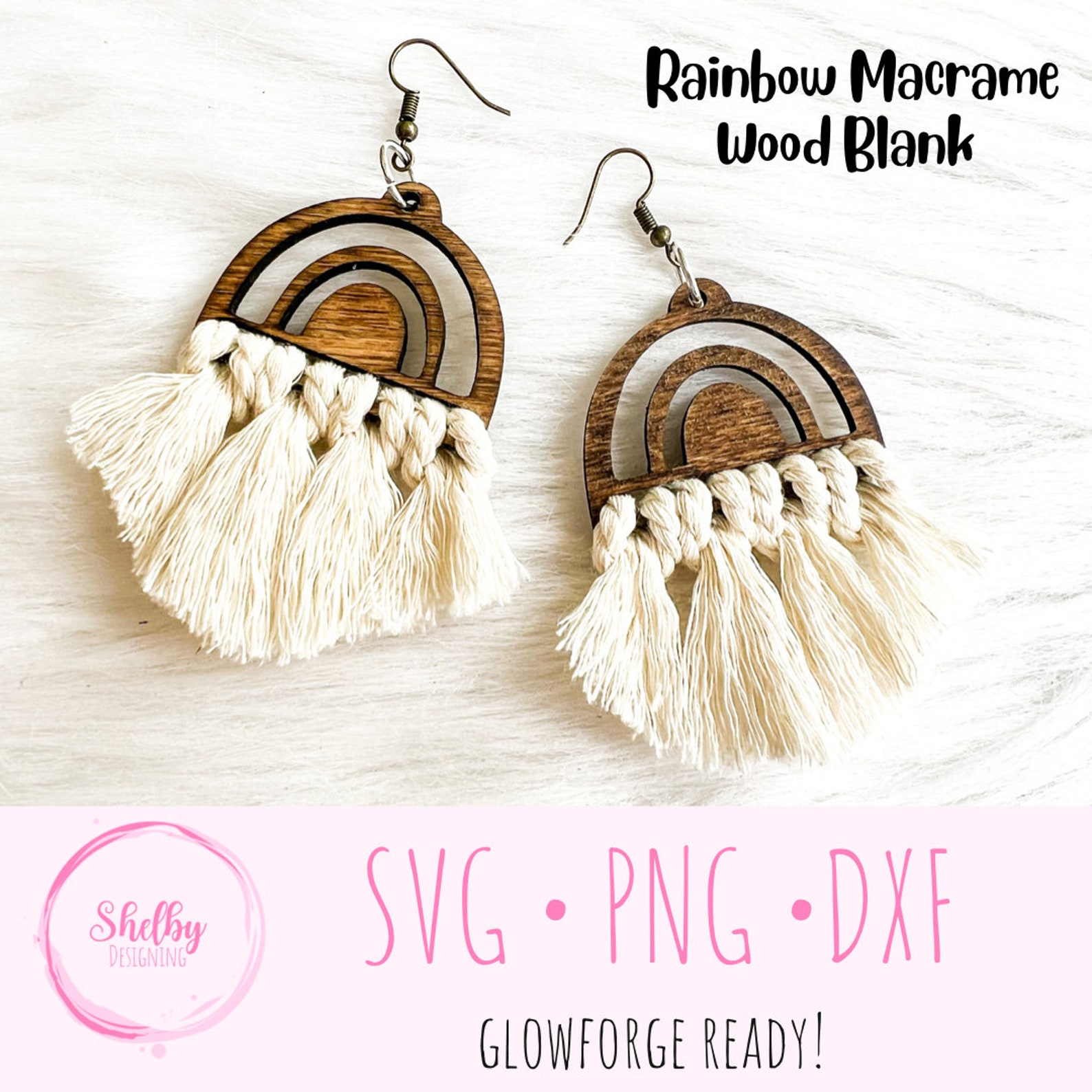 Macrame Wood Rainbow Earring Blank Svg File Glowforge Macrame - Etsy