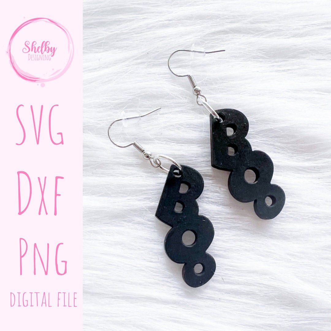 Halloween Cute Boo Dangle Earrings Glowforge SVG File - Etsy