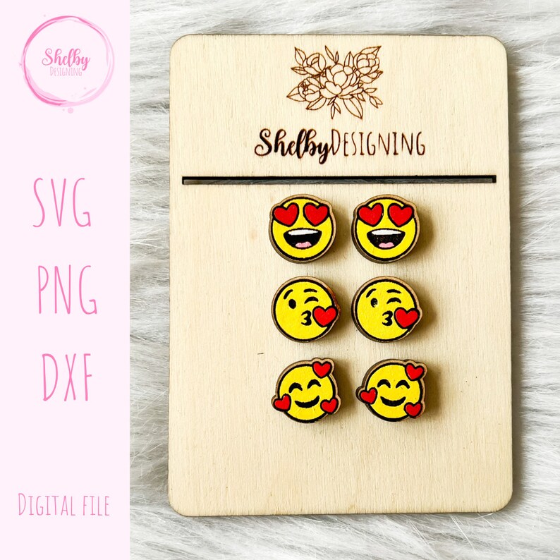 Heart Emoji Earring Stud SVG Set Emoji Heart Eyes SVG Earring - Etsy