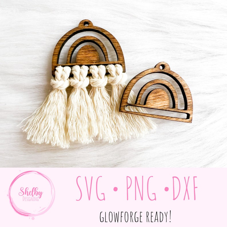 Macrame Wood Rainbow Earring Blank Svg File Glowforge Macrame - Etsy