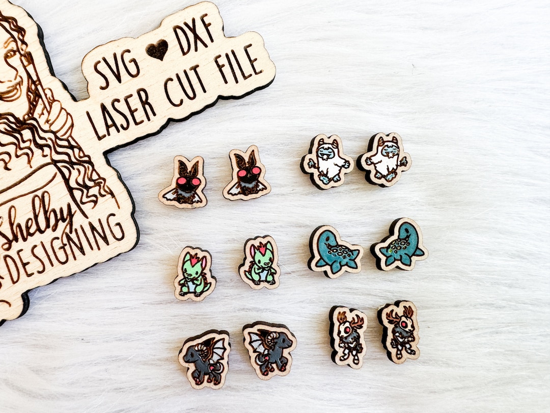 Kawaii Cryptid Cuties Stud Earrings Glowforge Svg Bundle, Kawaii ...