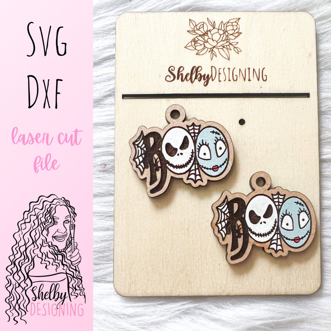 Boo Nightmare at Christmas Dangle Earrings SVG DXF Laser Cut File ...