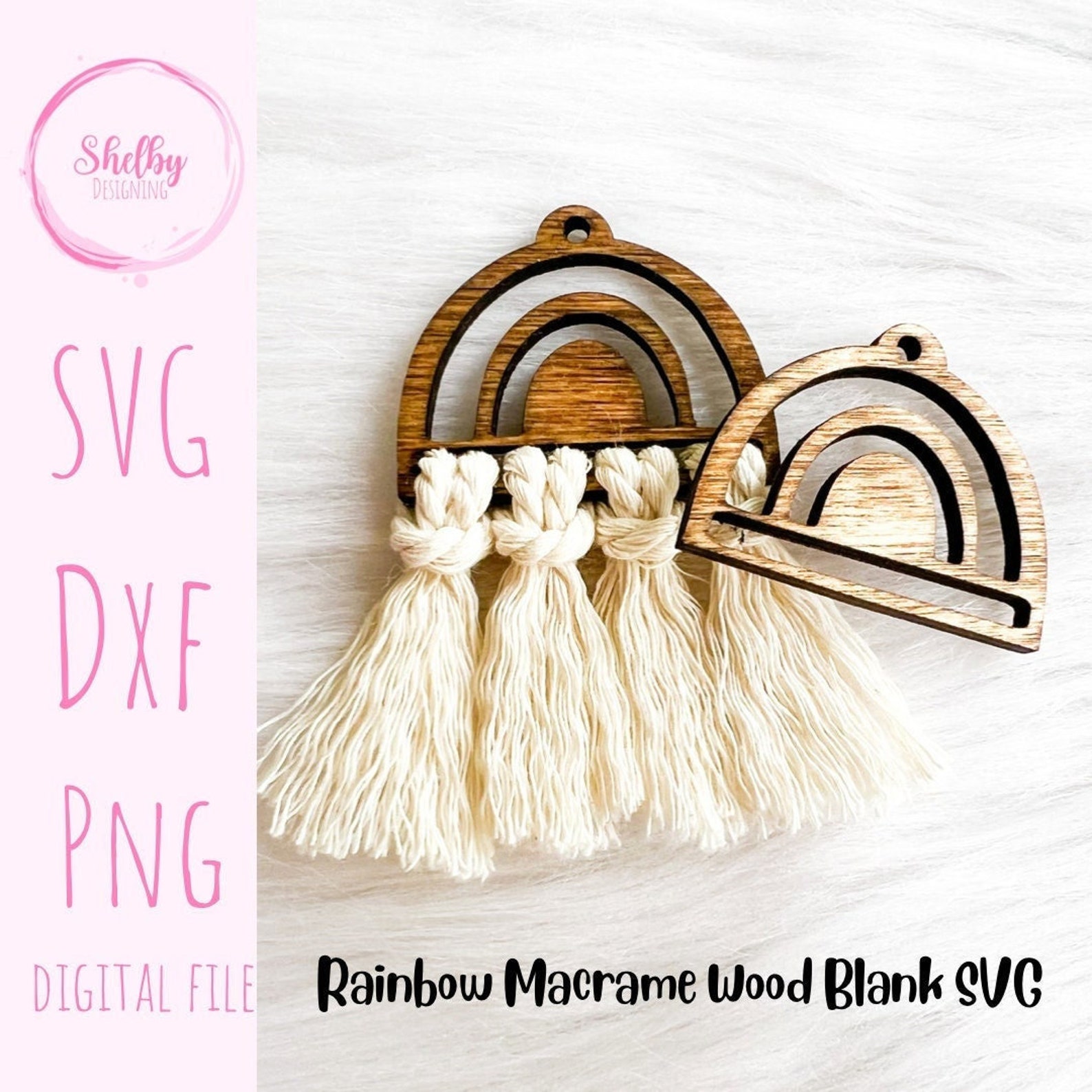 Macrame Wood Rainbow Earring Blank Svg File Glowforge Macrame - Etsy