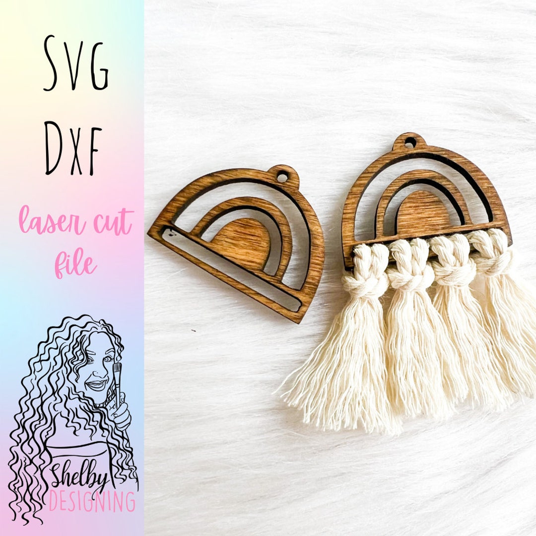 Macrame Wood Rainbow Earring Blank Svg File, Glowforge Macrame Earring ...