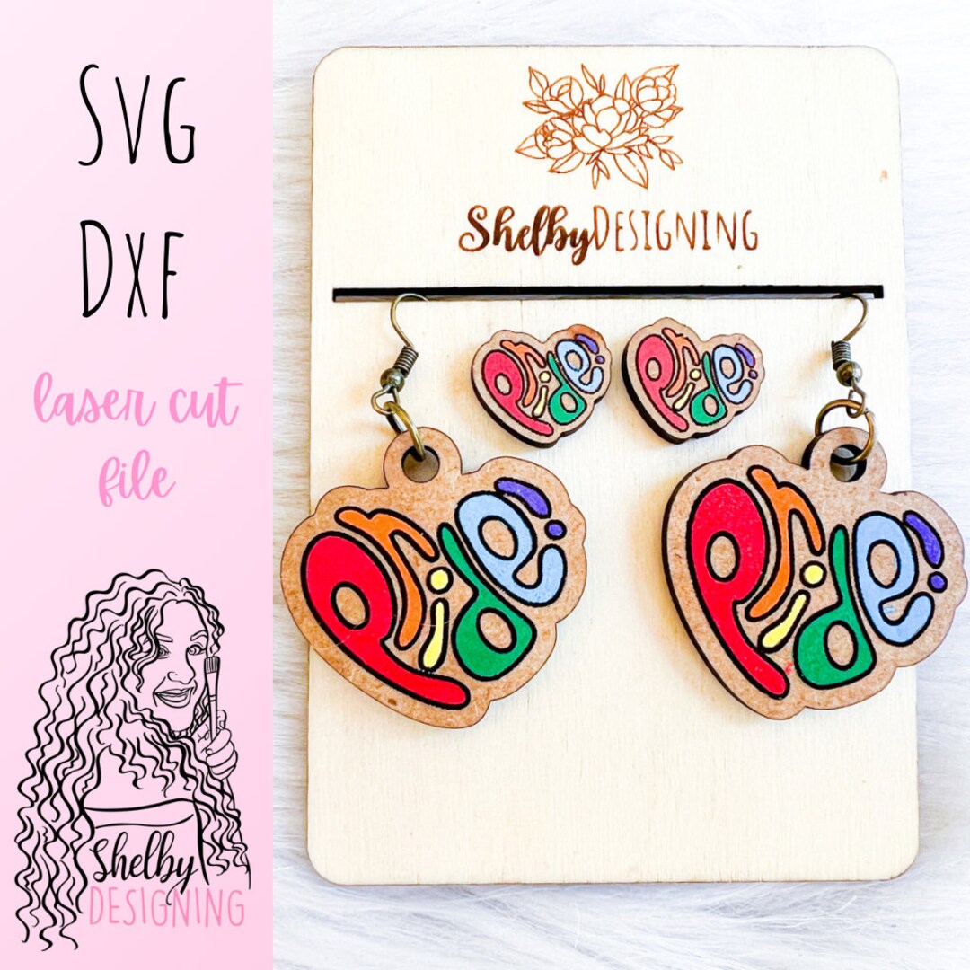 Pride Rainbow Heart Stud/dangle SVG Earrings, Glowforge SVG DXF Earring ...