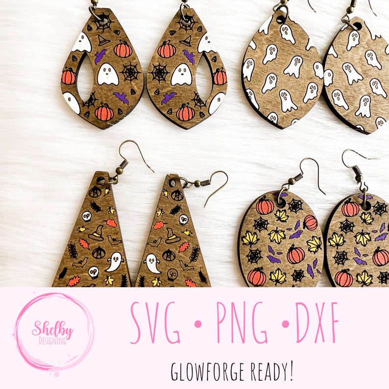 Cute Halloween Dangle Earrings Svg Bundle Halloween Laser Cut - Etsy