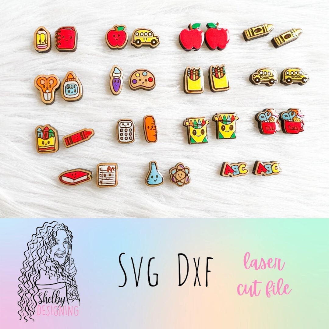 Cute School Stud Svg Earrings Svg Bundle for Glowforge/lasers Cut ...