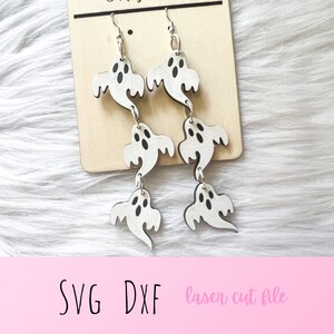 Flying Ghost 3 Piece Dangle Earrings SVG DXF Laser Cut File | Glowforge ...