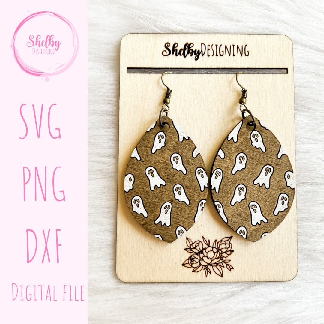 Halloween Ghost Dangle Earrings Svg, Ghost Dangle Earring Svg ...