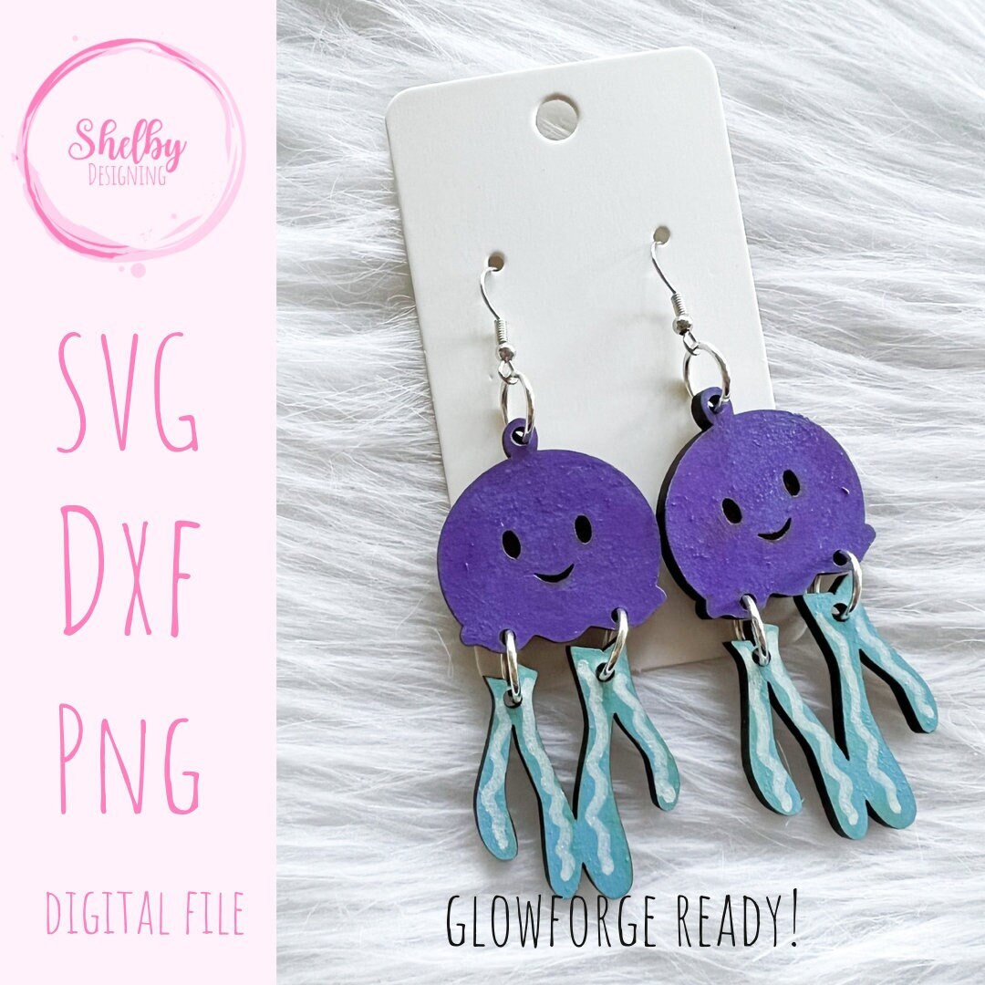 Cute Jellyfish Dangles SVG Earrings, Glowforge SVG Earring Files ...