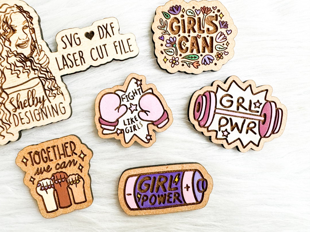 Feminism Girl Power Pin/magnet Bundle SVG DXF File, Glowforge Women ...