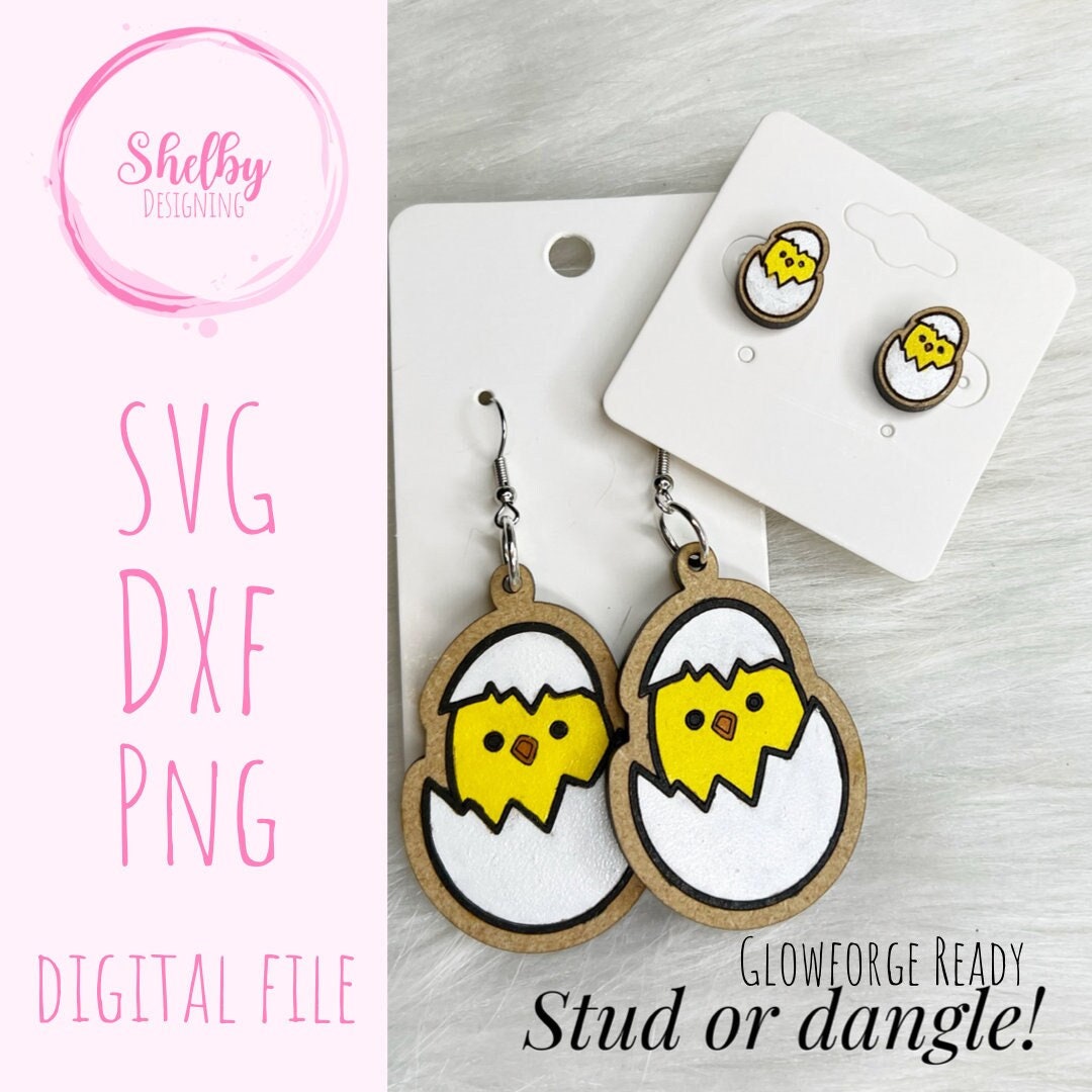 Easter Chick SVG Earrings, Glowforge SVG Earring Files, Easter Earrings ...