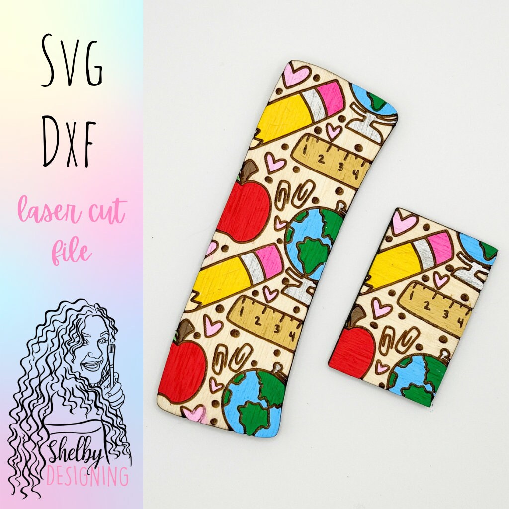 SVG File | School Teacher Hair Claw Clip SVG Dxf, Glowforge Claw Clip ...