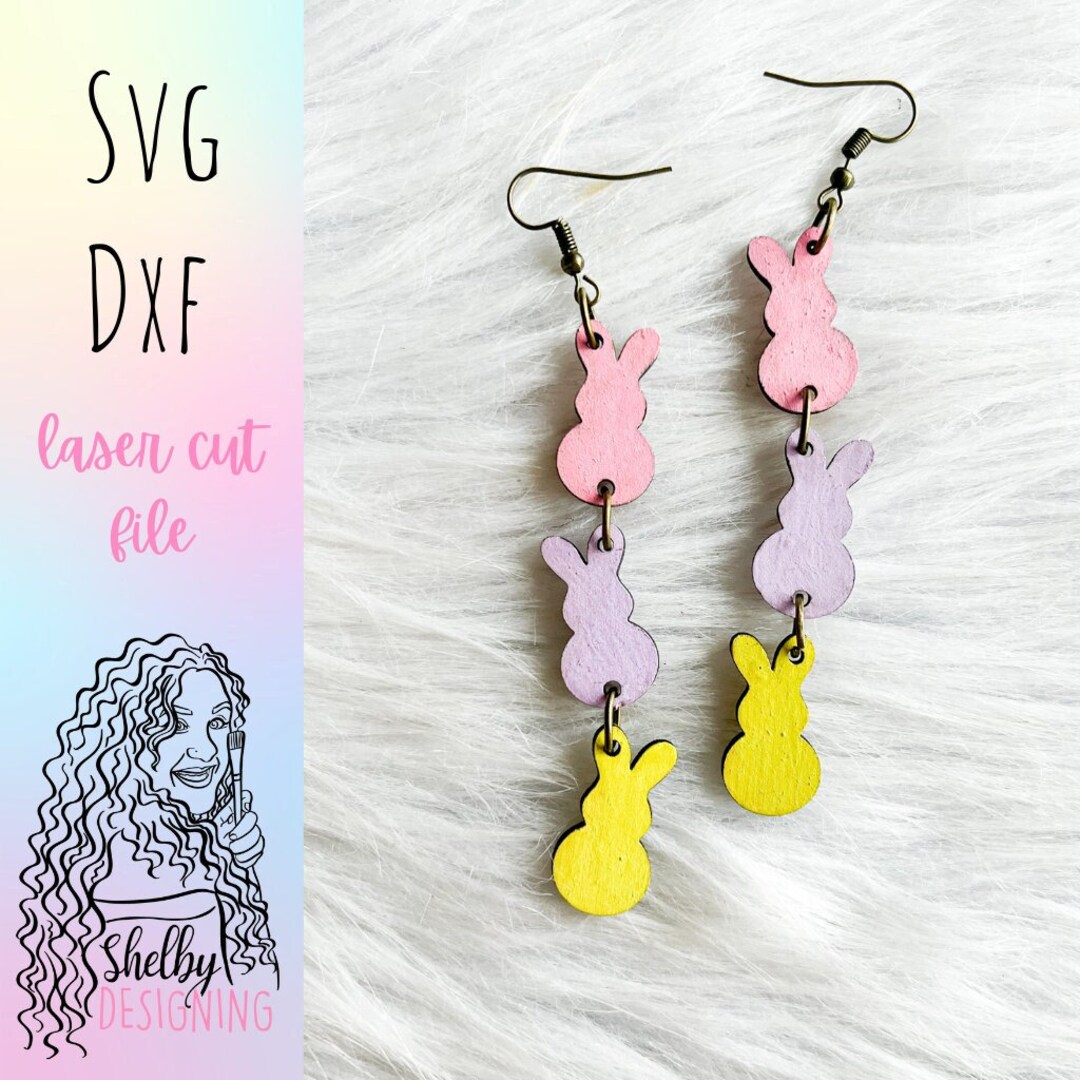 Cute Easter Bunny Dangle Earrings Svg File, Glowforge SVG Easter ...