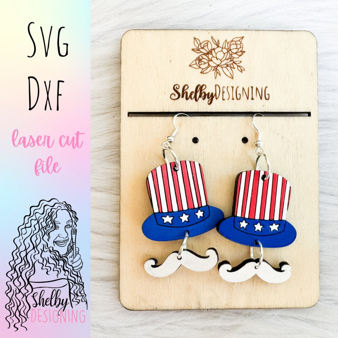 2 Piece Uncle Sam Dangle SVG Earrings, Glowforge SVG Earring Files ...