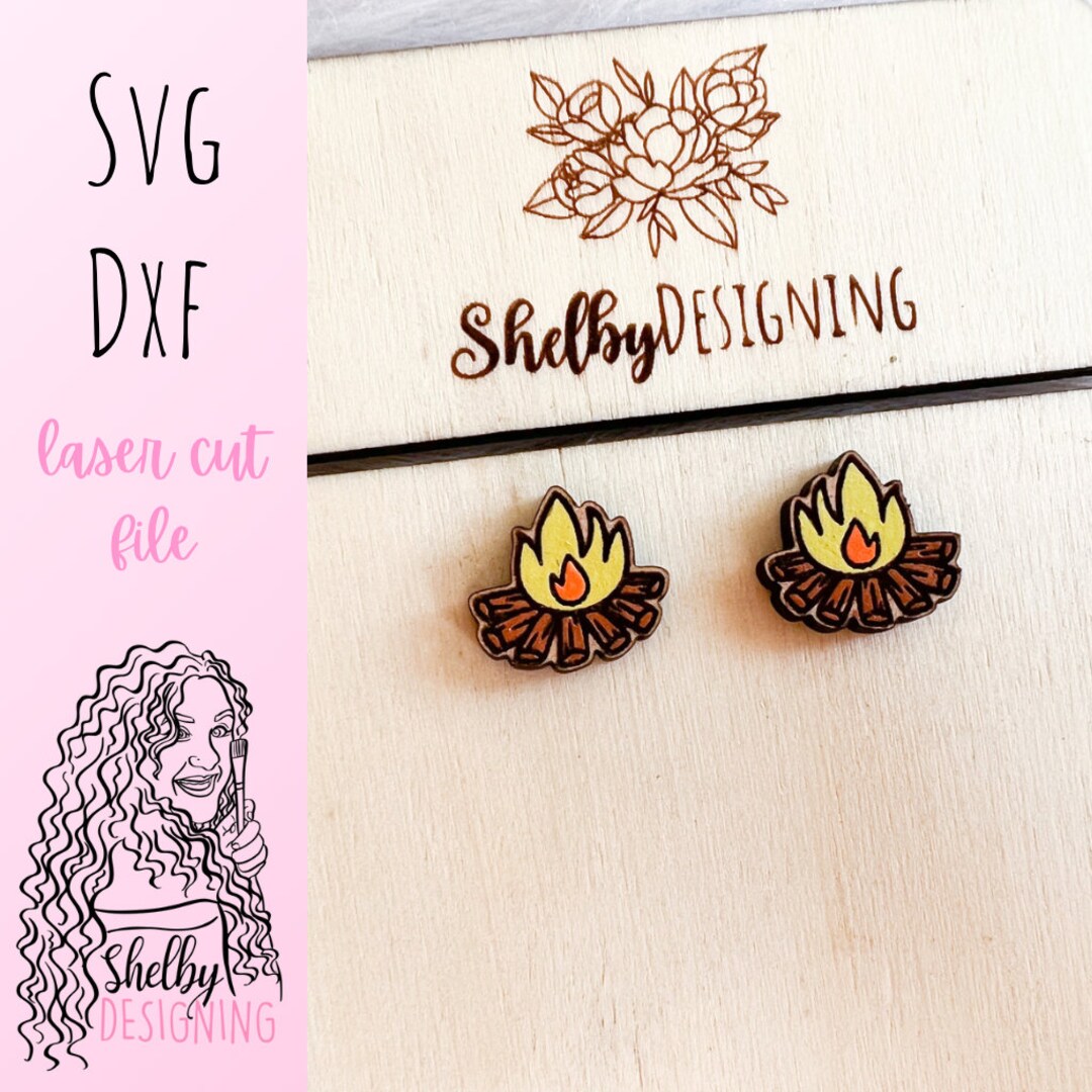 SVG DXF | Bonfire Stud Earrings | Glowforge Laser Cut SVG Earrings ...