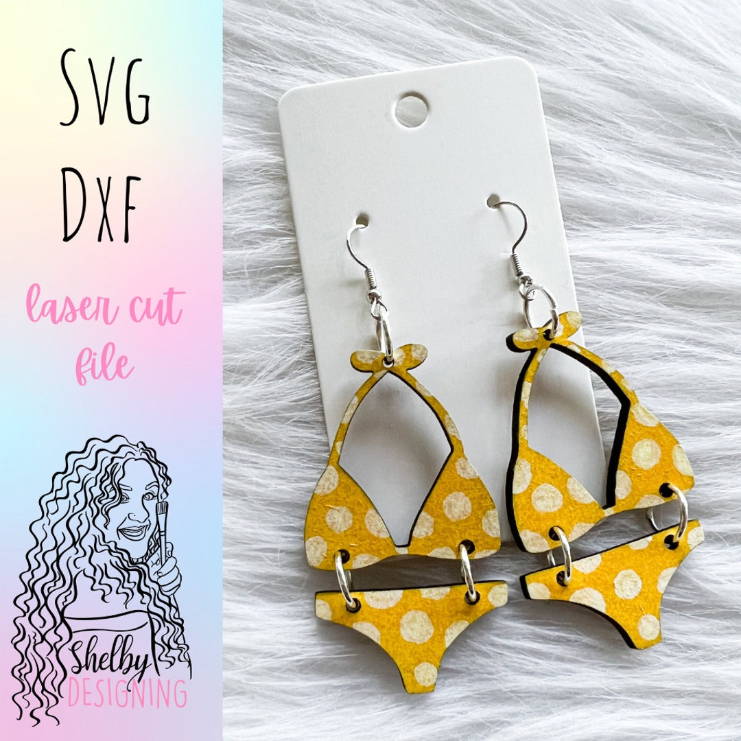Cute Bikini Dangles SVG Earrings, Glowforge SVG Earring Files, Summer ...