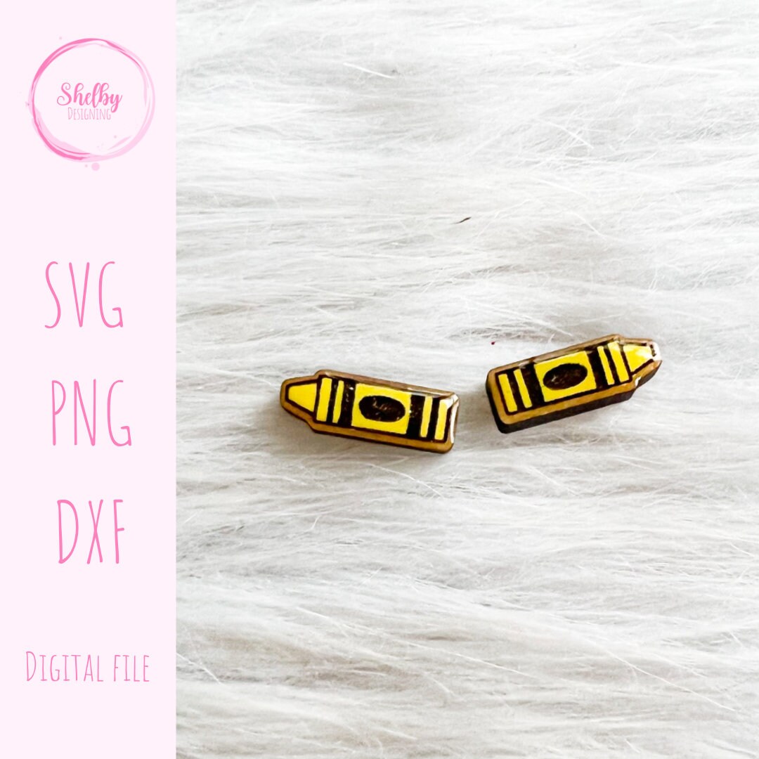 Cute Simple Crayon Stud SVG Earring File for Glowforge/lasers, School ...