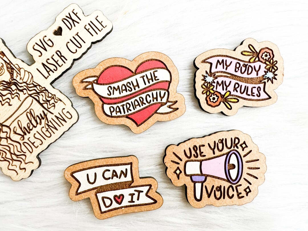Feminism Activist Pin/magnet Set SVG DXF File, Glowforge Women ...