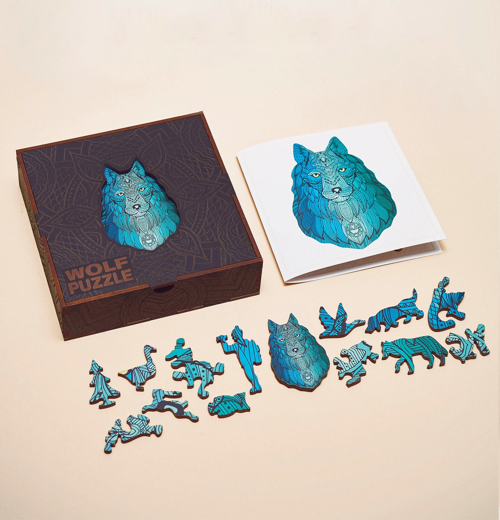 Wooden Wolf Puzzle Shaped Piece Puzzles for Adults Colorful - Etsy