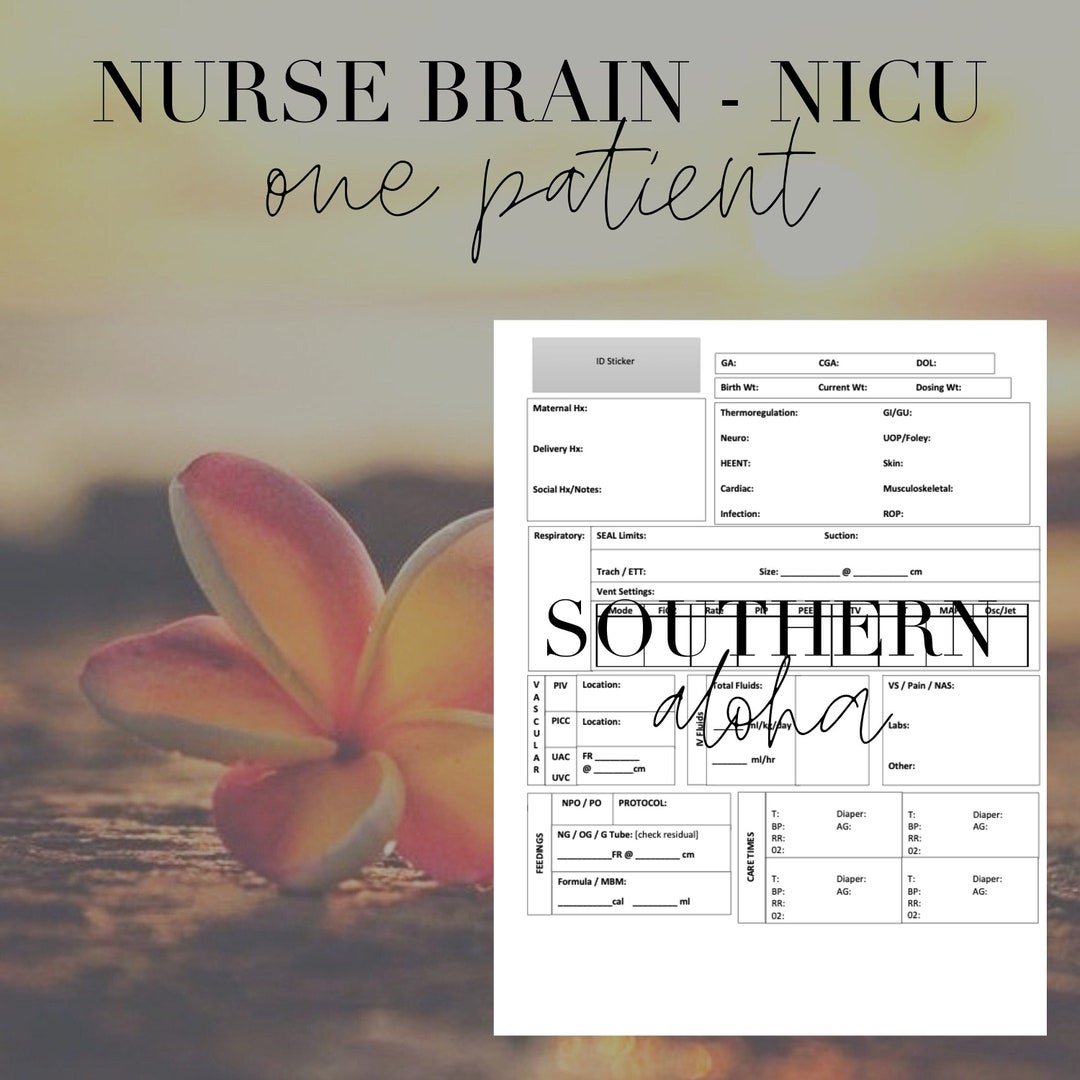 NICU RN Brain Sheet 1 Patient - Etsy
