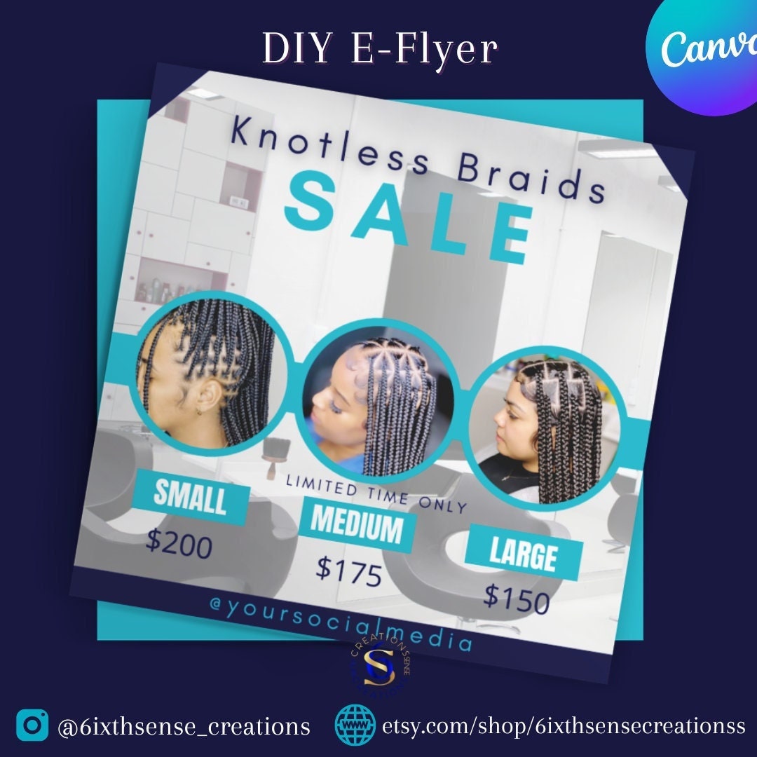 Knotless Braids Flyer, Braid Special, Hair Flyer, Protective Styles ...