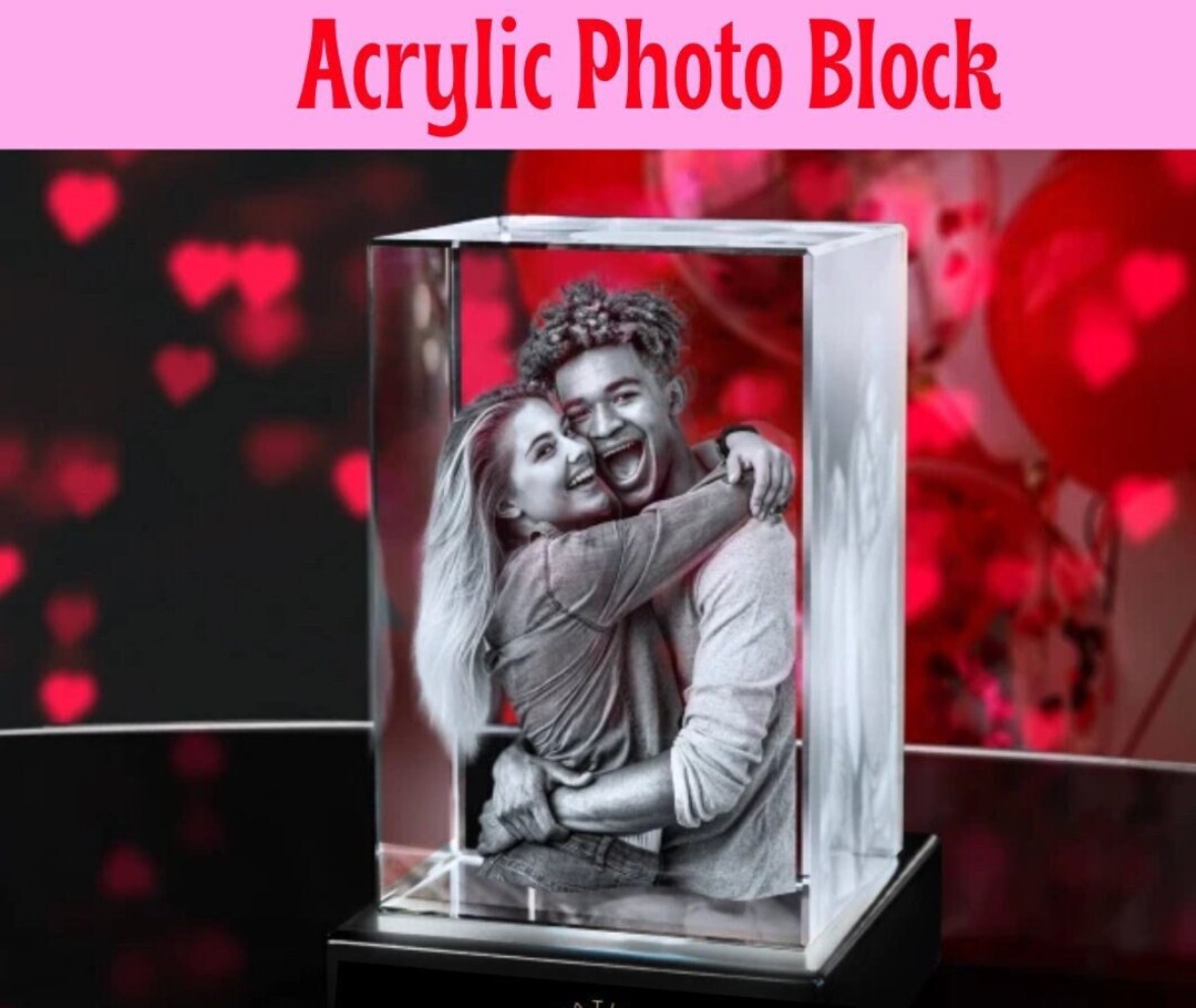 Acrylic Glass Photo Block, Custom Acrylic Block Photo, Wedding Gift ...