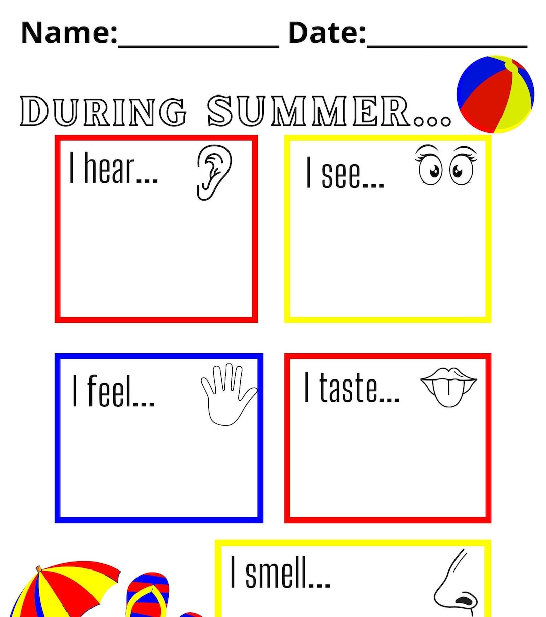 Teacher-created 5 Senses in Summer Activity, PDF Print, Download ...